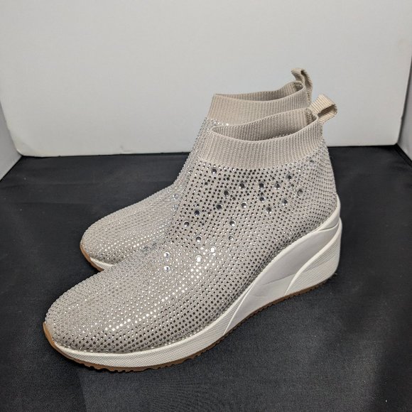 Alex Marie | Shoes | Alex Marie Halika Rhinestone Knit Platform Wedge ...